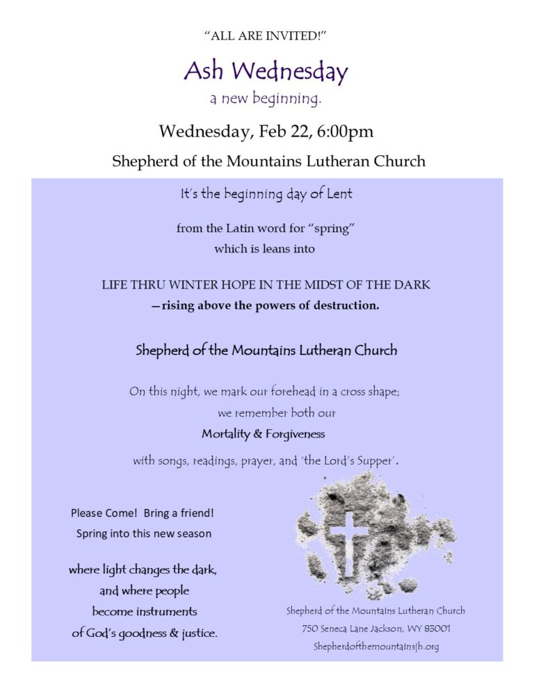 Ash Wednesday Service – Shepherd of the Mountains Lutheran Church (ELCA)